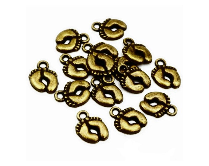 Tiny Bronze Barefoot Charms Foot Charms Bronze Baby Feet Charms Mini ...
