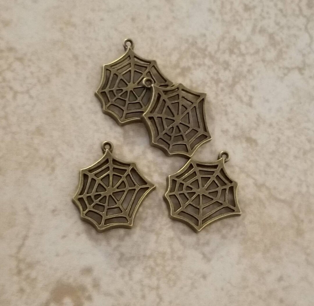 Spider Web Charms Bronze Spiderweb Charms Spooky Halloween Jewelry ...