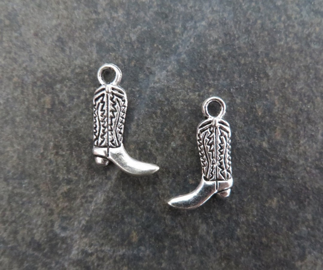 10 Cowboy Boot Charms Cowgirl Boots Silver Little Western Country ...