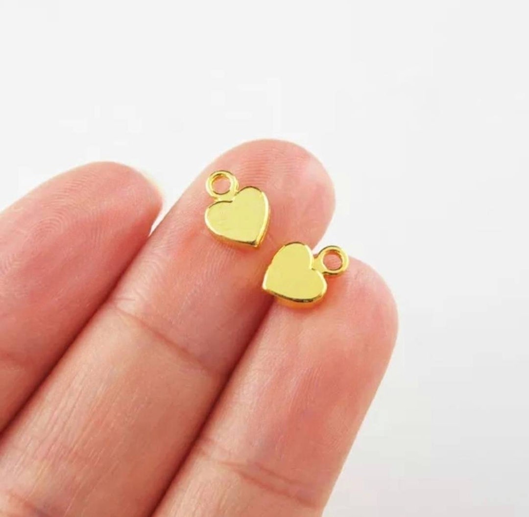 12 Teeny Tiny Gold Heart Charms Mini Gold Heart Charms Valentine's Day ...