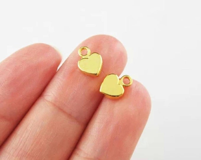 12 Teeny Tiny Gold Heart Charms Mini Gold Heart Charms Valentine's Day ...