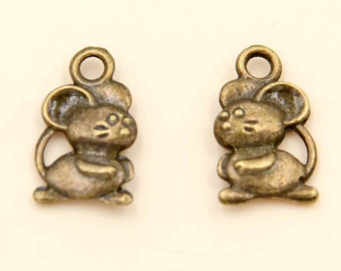 10 Mouse Charms Little Bronze Mice Charms Double Sided Very Small ...