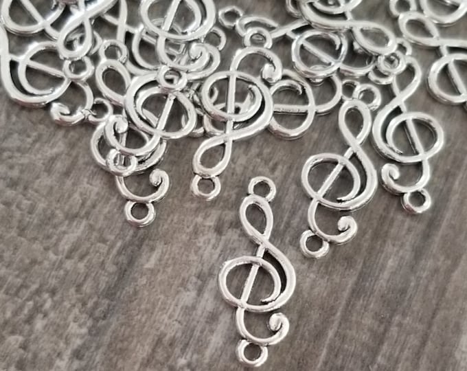 6 Small Treble Clef Connectors Music Connectors Treble Clef Charms ...