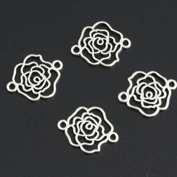 Small Rose Connectors Mini Rose Connector Charms Flower | Etsy