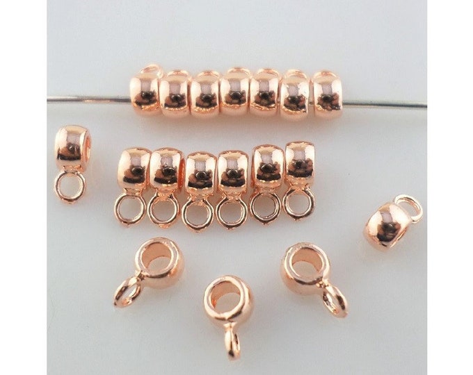 20 Tiny Rose Gold Bails Mini Bail Beads Charm Connectors Beading ...