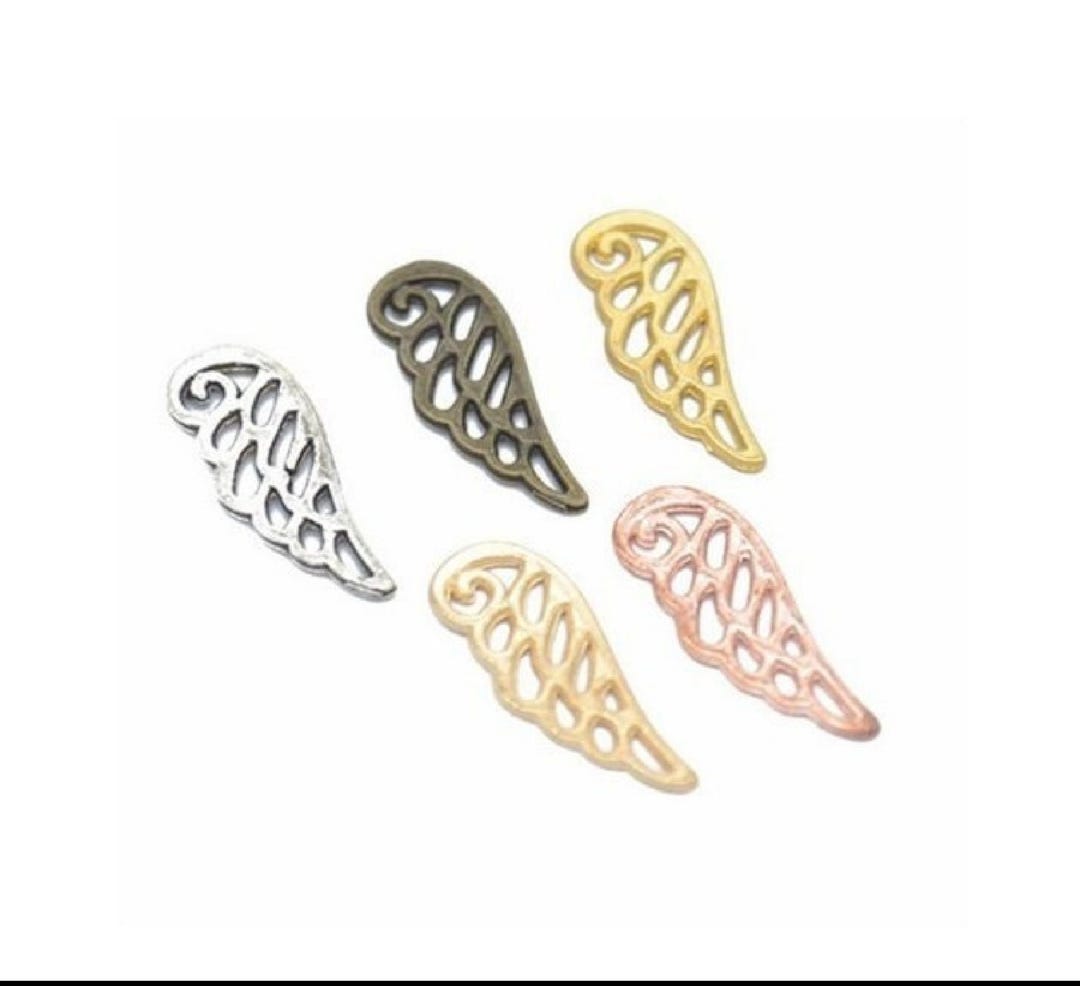 10 Filigree Wing Charms Filigree Wing Connectors Rose Gold Wings Gold ...