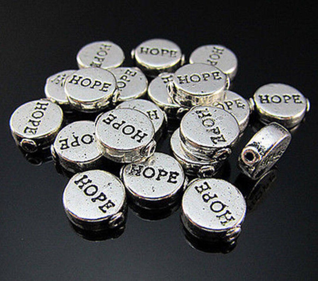 12 Small HOPE Spacer Hope Beads Message Beads Beading Hope Jewelry ...