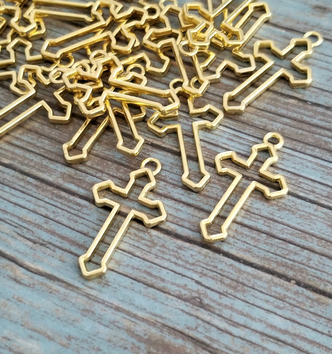 Gold Gothic Cross Pendants Large Open Cross Charms Gold Cross Pendants ...