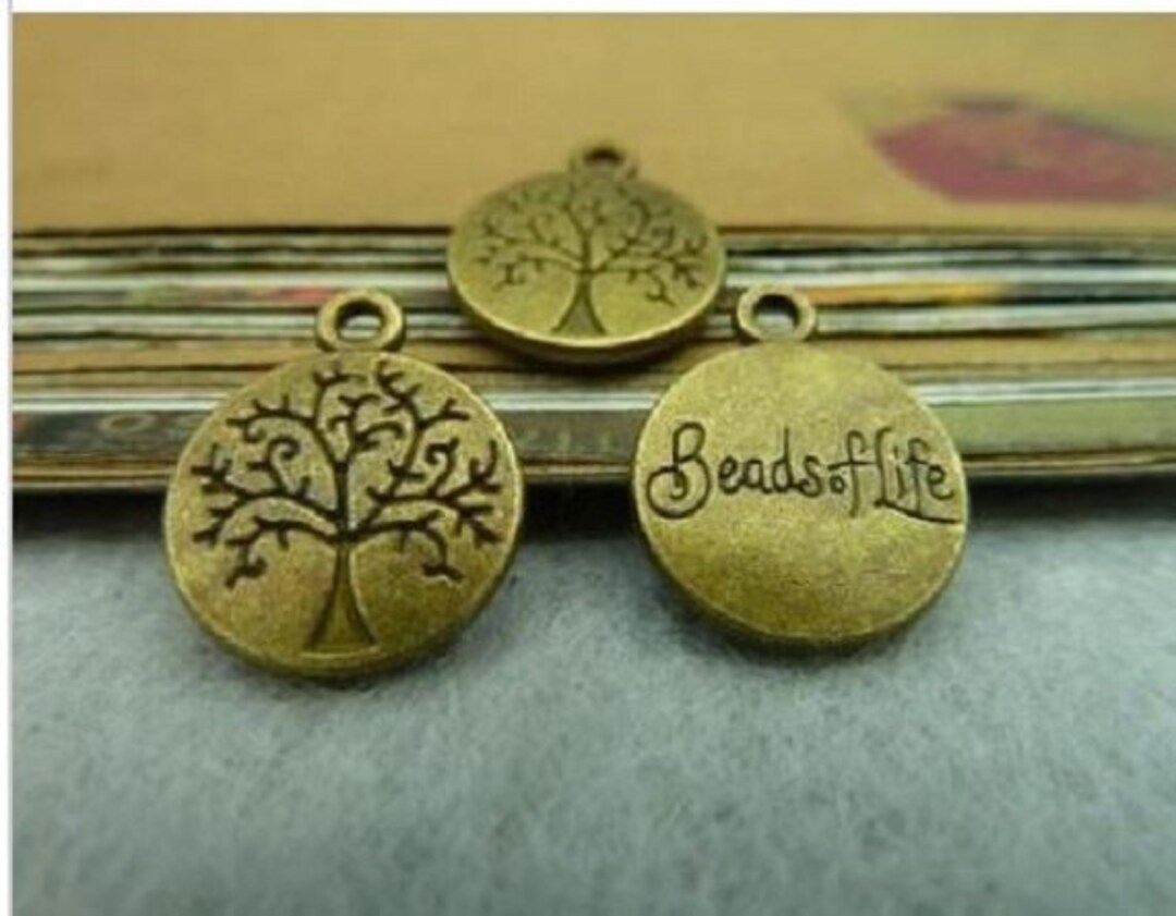 10 Mini Bronze Tree Charms Very Small Bronze Tree of Life Charms Beads ...