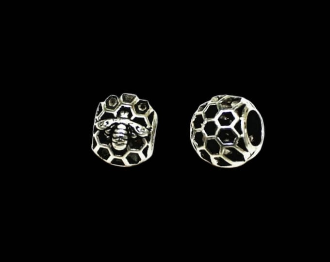 Bee Beads Bee and Honeycomb Beads Large Hole Bee Beads Honeybee Beads ...