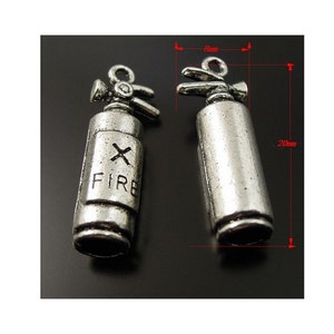 6 Fire Extinguisher Charms for Jewelry or Crafts 3-D Silver Hot Stuff ...