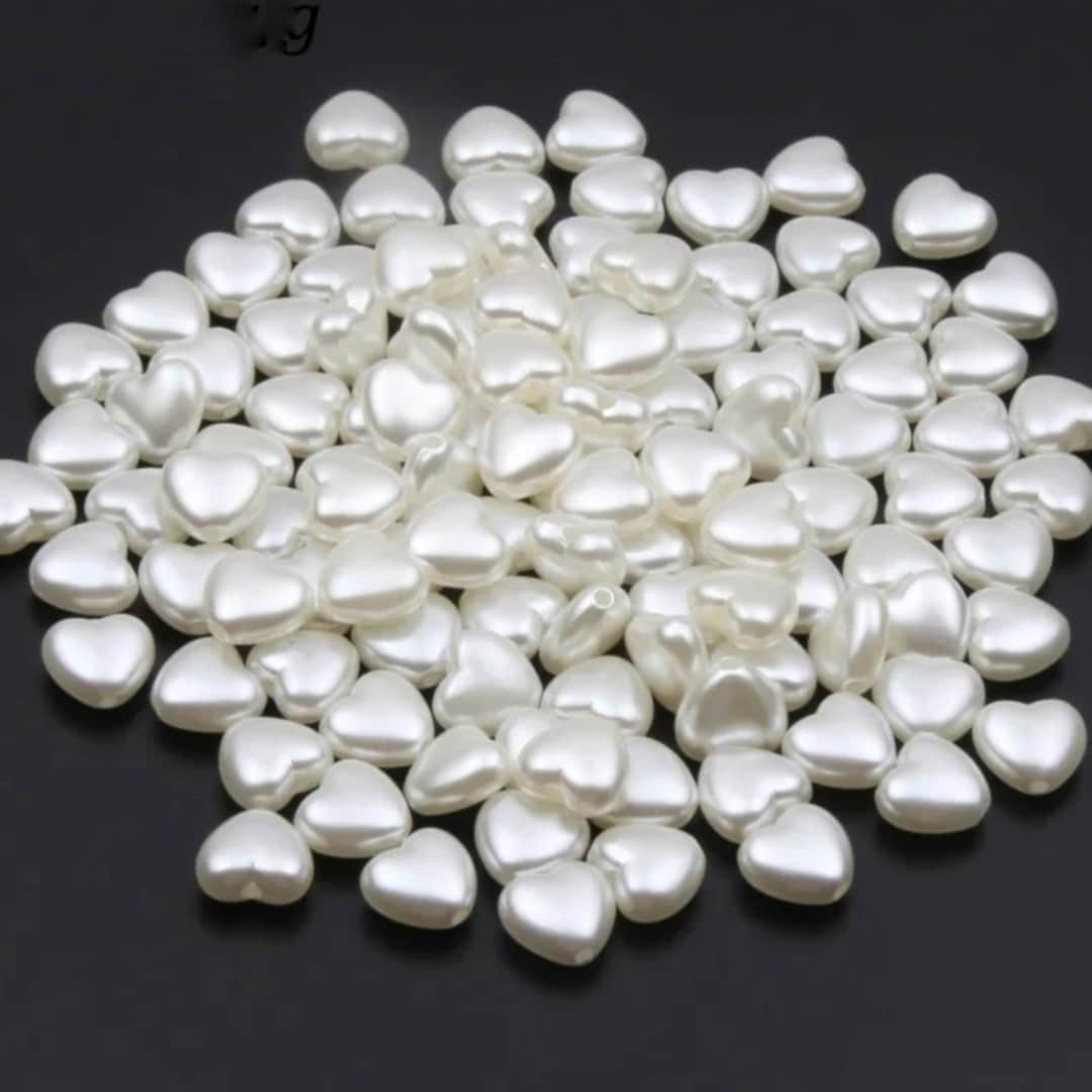 20 Acrylic Heart Beads Pearl Heart Beads Valentine's Day Charms Heart ...
