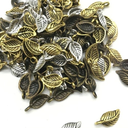 Tiny Leaf Charms in Fall Colors Bronze Silver Antique Gold - Etsy