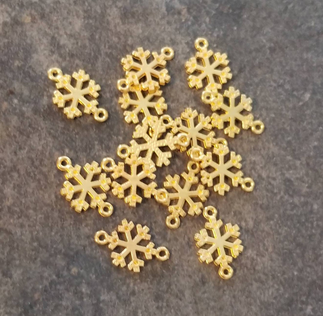 Snowflake Connectors Gold Snowflake Charms Little Winter Findings Snow ...