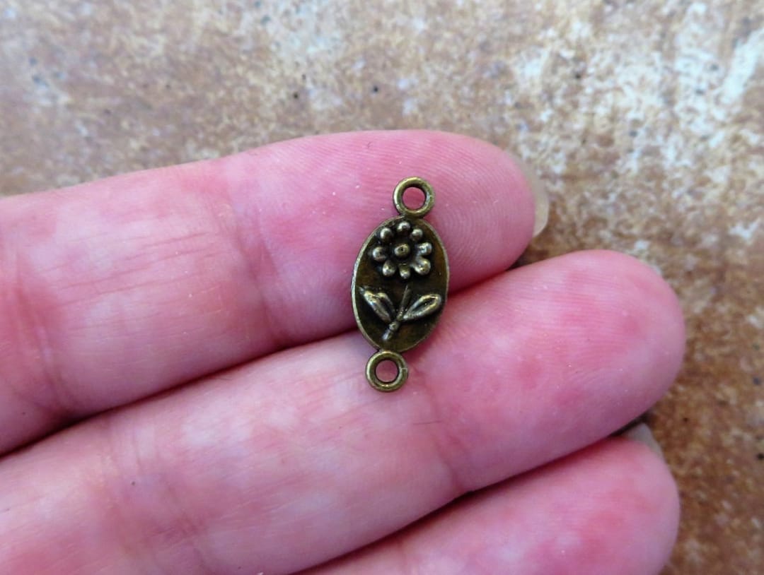 12 Tiny Flower Connectors Tiny Bronze Flower Connectors Mini Flower ...