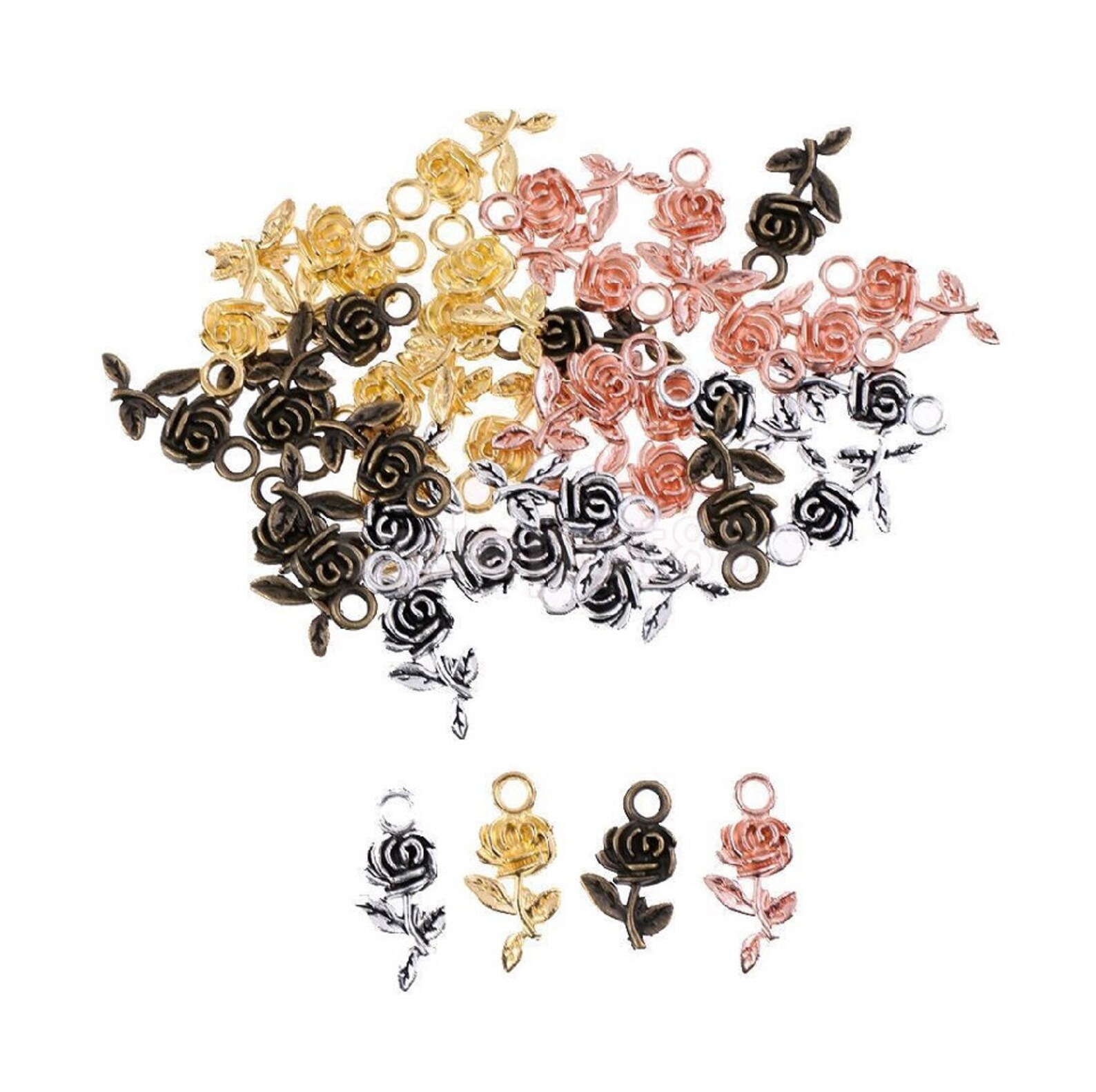 10 Lovely Rose Charms 6 Colors Flower Floral Jewelry Supplies - Etsy