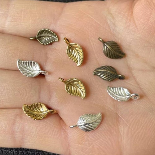 Tiny Leaf Charms in Fall Colors Bronze Silver Antique Gold - Etsy