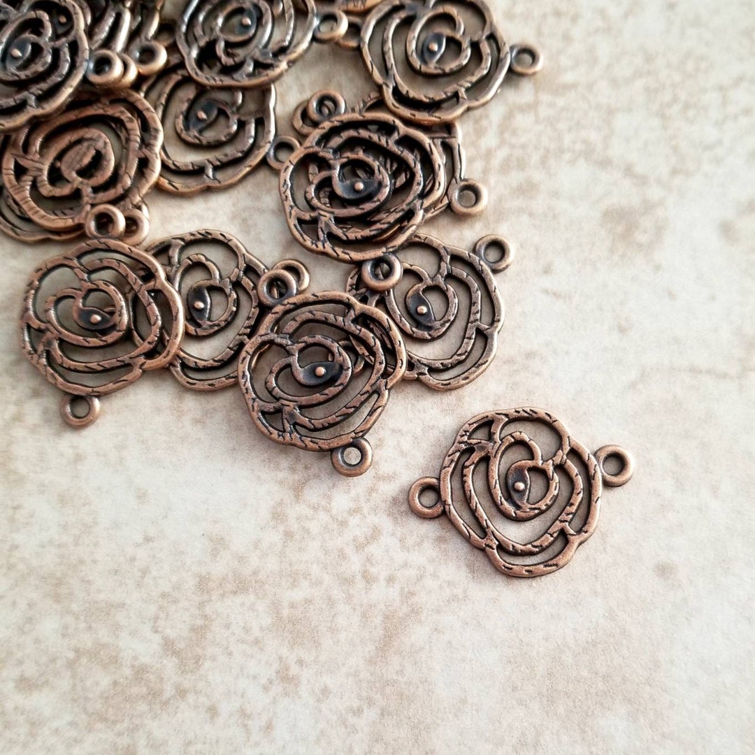 Copper Rose Connectors Open Deep Copper Flower Connectors Copper ...