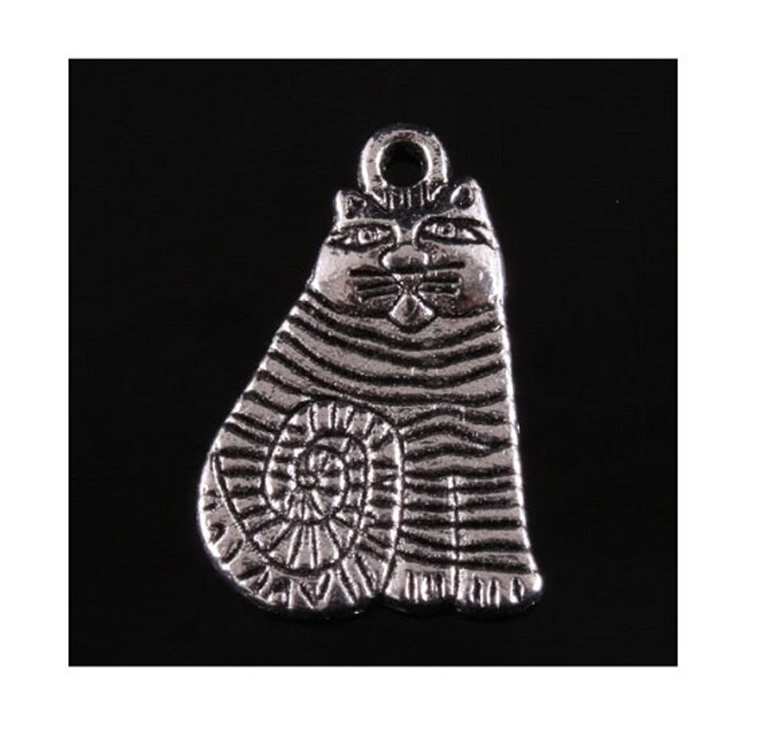 6 Striped Cat Charms Fat Cat Charms Kitten Charms Smug Cat Charms Pet ...