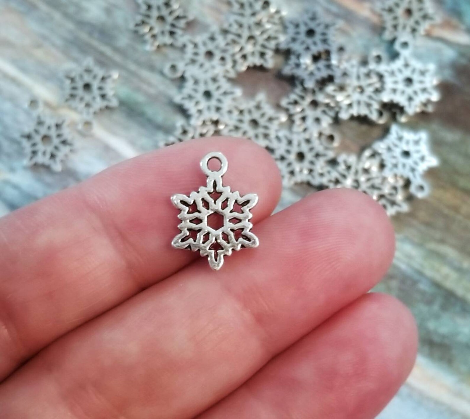 Mini Snowflake Charms Sweet Little Filigree Winter Snowflakes Silver ...