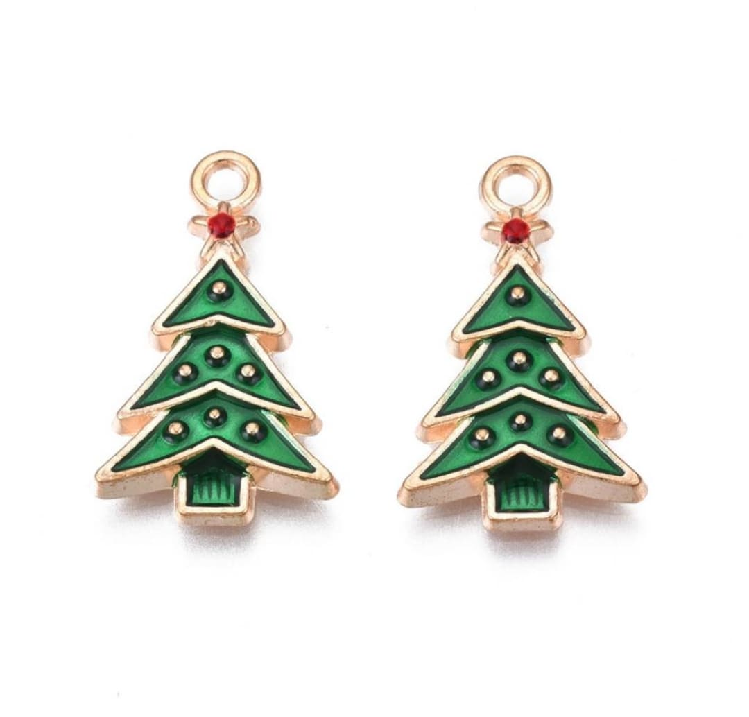 Beautiful Christmas Tree Charms Enamel Christmas Charms Green Enamel ...