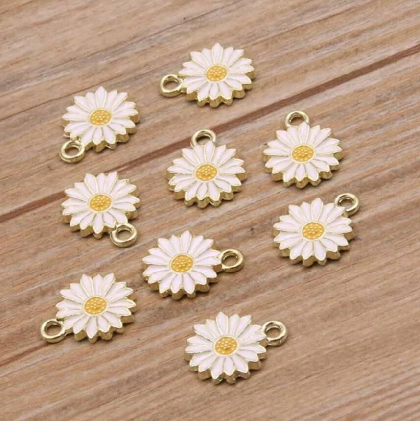Enamel Flower Charms Small Colorful Spring Flower Charms Daisy - Etsy