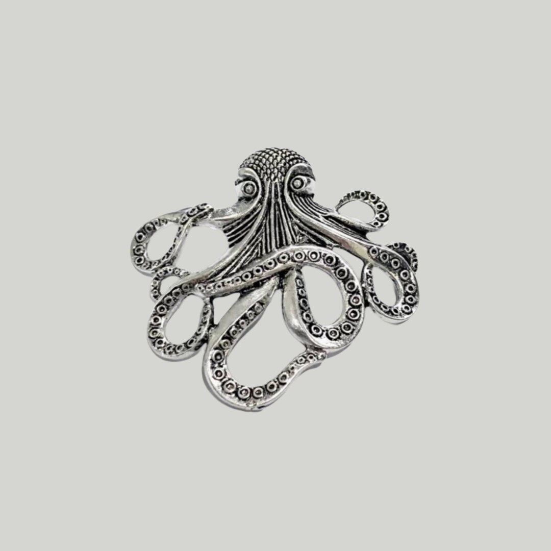 Very Large Octopus Pendant Curved Design Silver Giant Octopus Connector ...