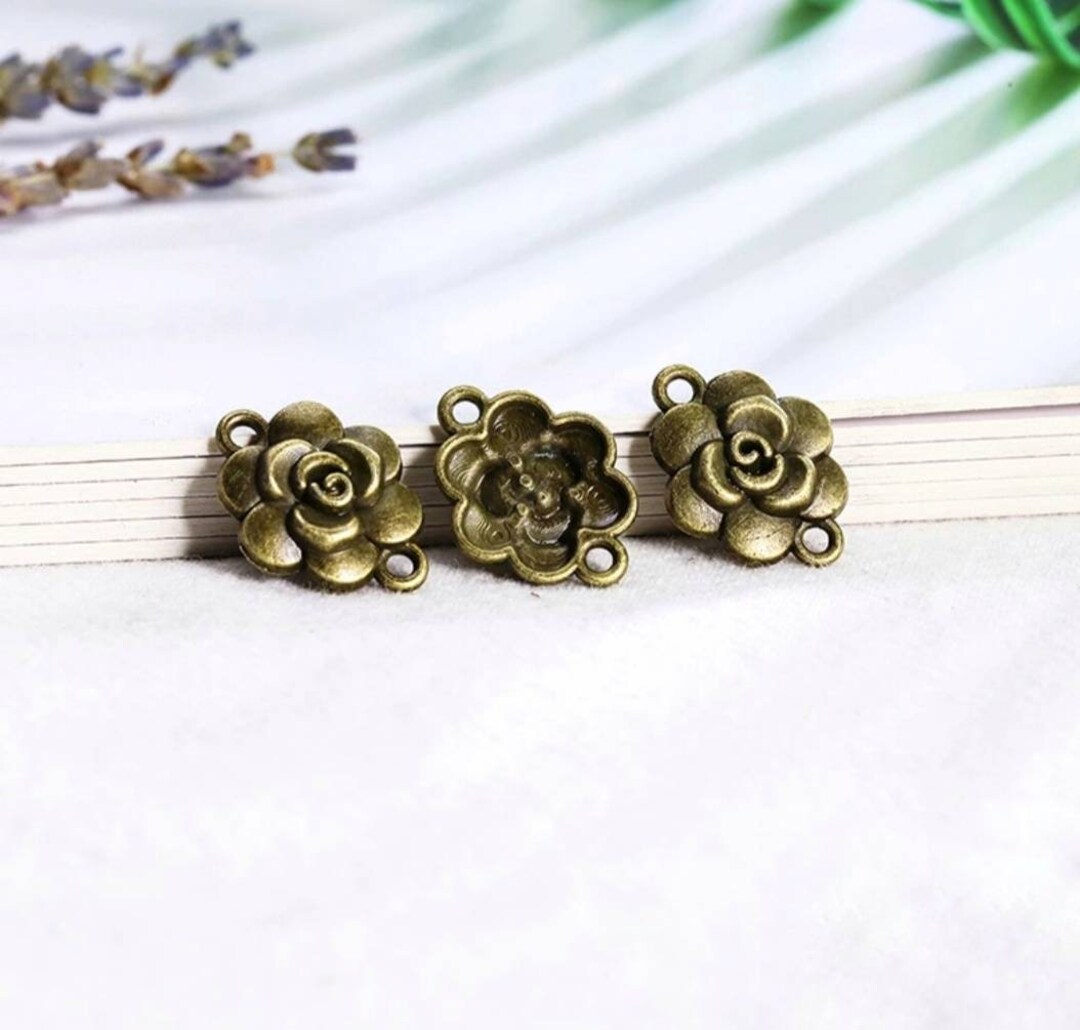 Small Flower Bronze Rose Connectors Bronze Flower Connectors Rose ...