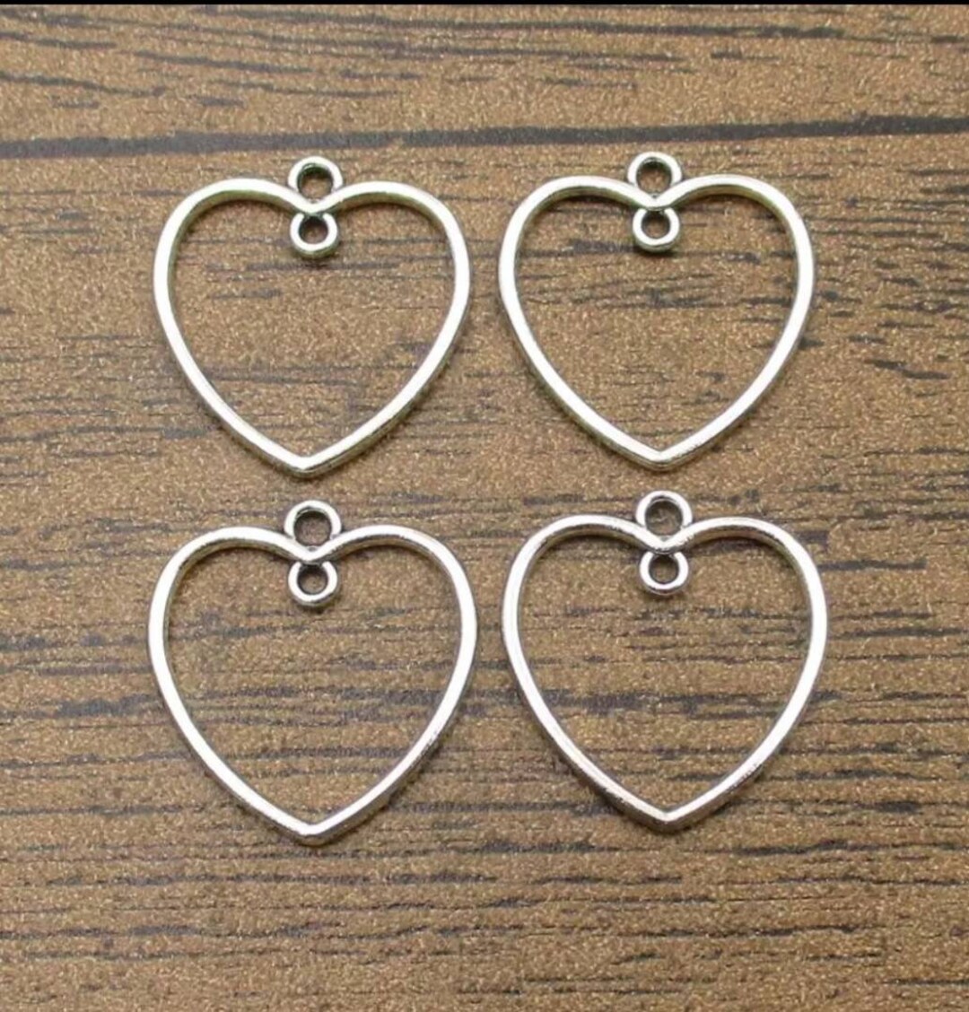 Heart Charms Heart Connectors 2 Loop Heart Charms Valentine's Day ...