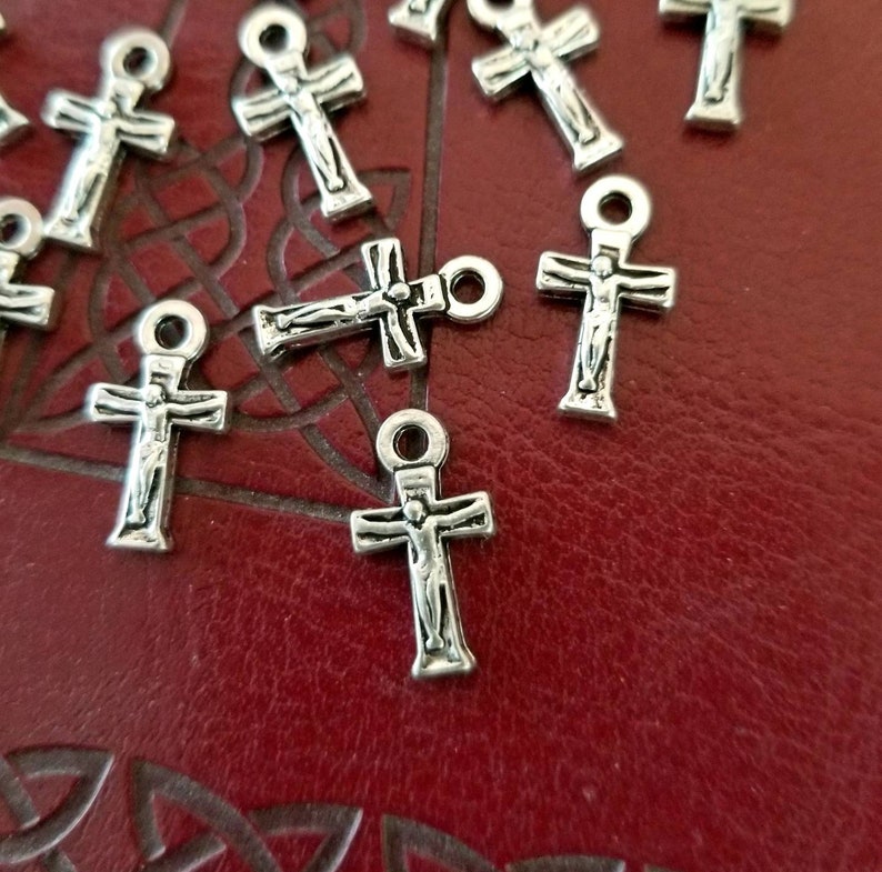 12 Tiny Crucifix Charms Mini Catholic Cross Charms Rosary Parts Very ...