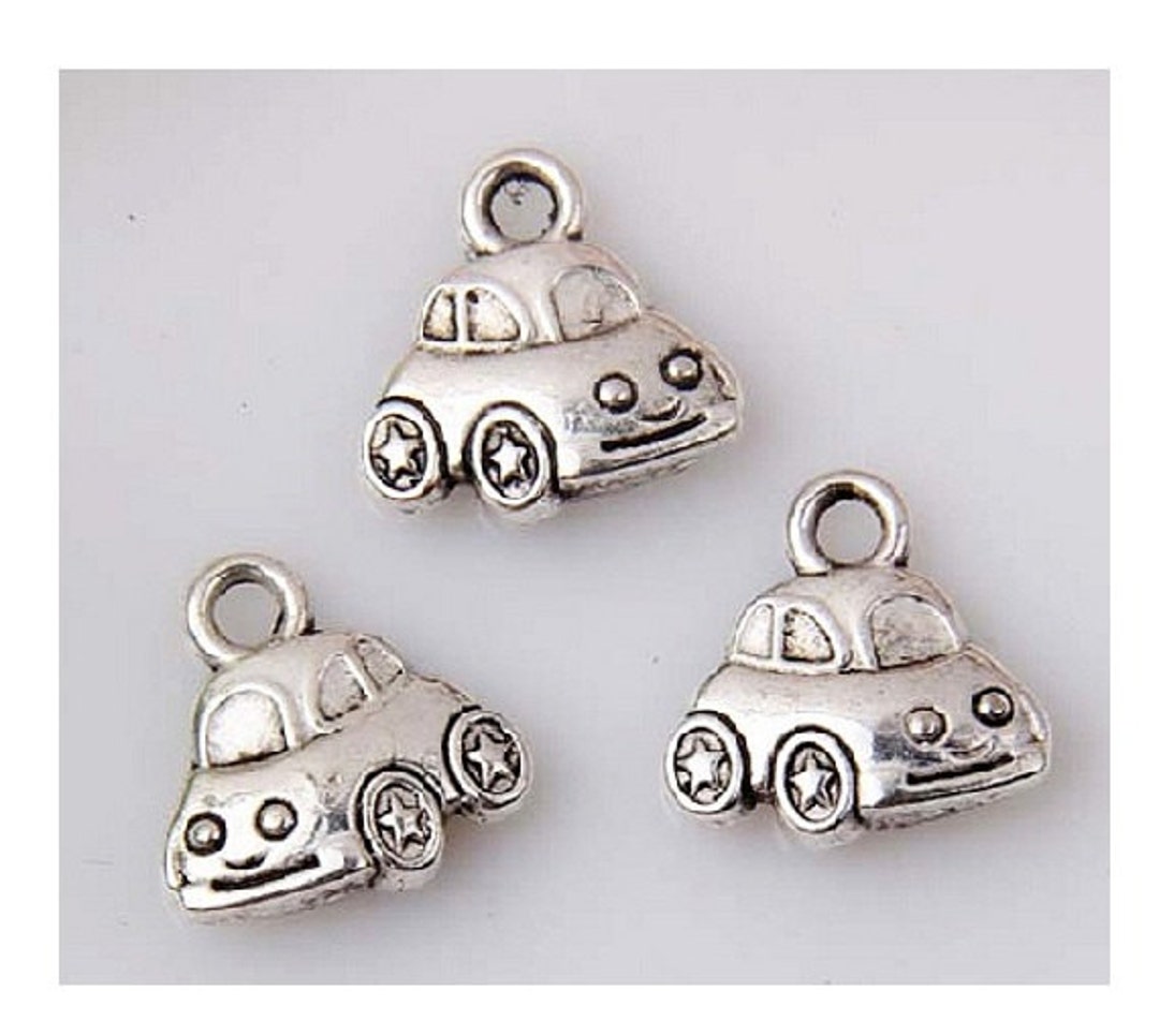 10 Car Charms, Cute Little Happy Cars, Road Trip Charms Mini Double ...