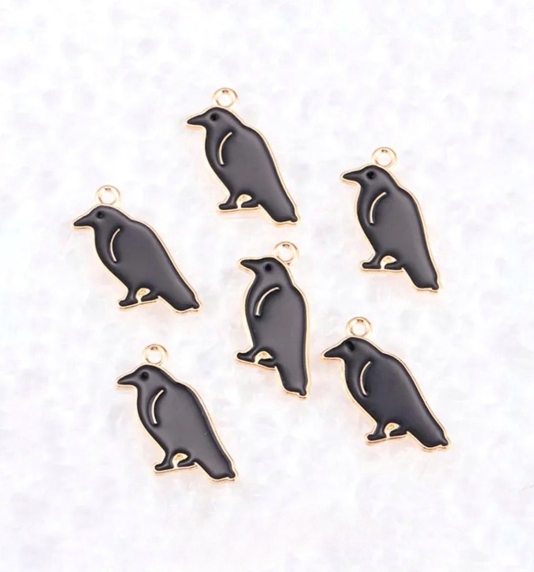 Black Crow Charms Blackbird Charms Raven Charms Enamel Bird Charms ...