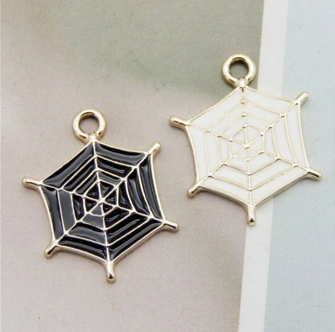 Enamel Spiderweb Charms Black or White Spiderweb Charms Enamel ...