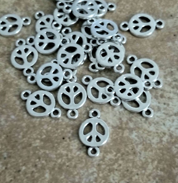 Tiny Peace Connectors Mini Peace Sign Charms Peace Symbol | Etsy