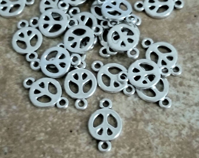 Tiny Peace Connectors Mini Peace Sign Charms Peace Symbol Connectors ...
