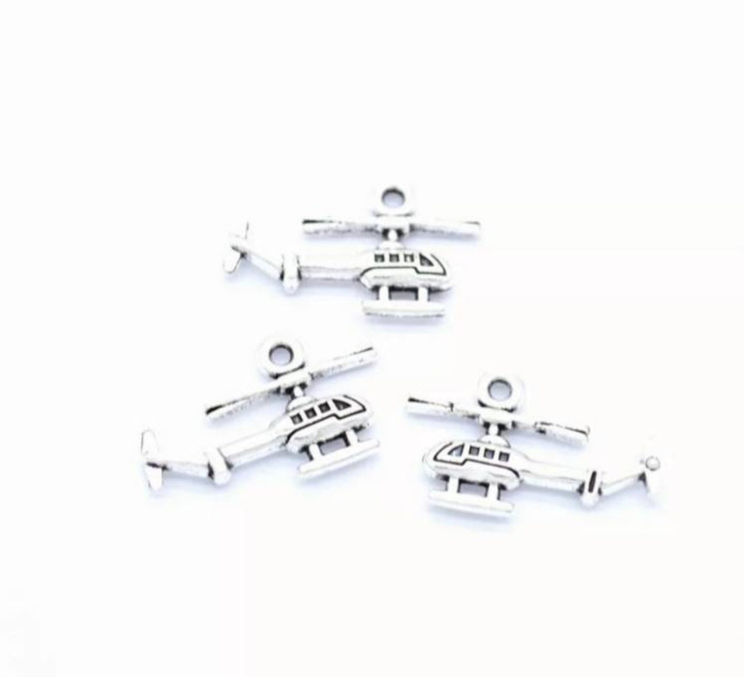 10 Darling Little Helicopter Charms Light Silver Tone Helicopters ...