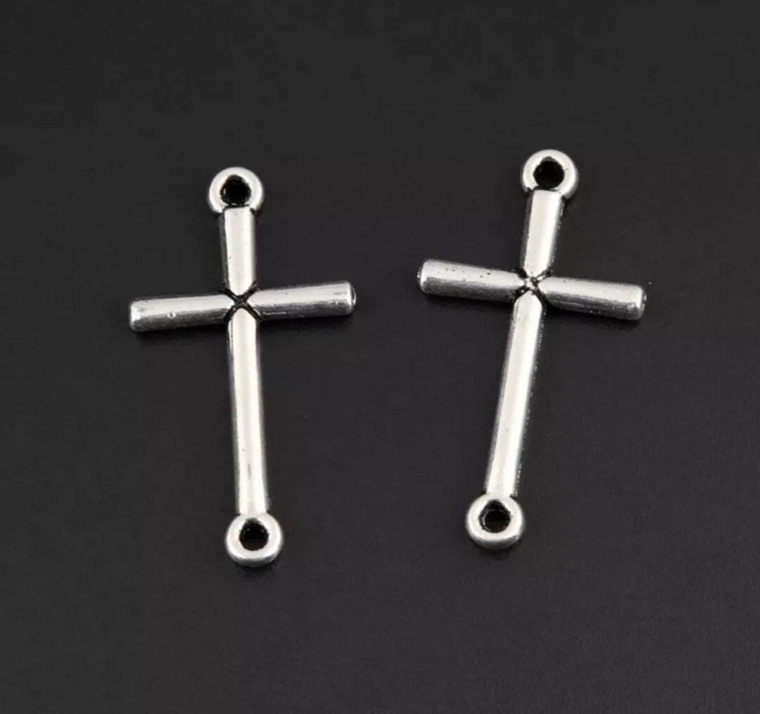 Simple Cross Connectors Cross Charms With 2 Loops Bracelet Connectors ...