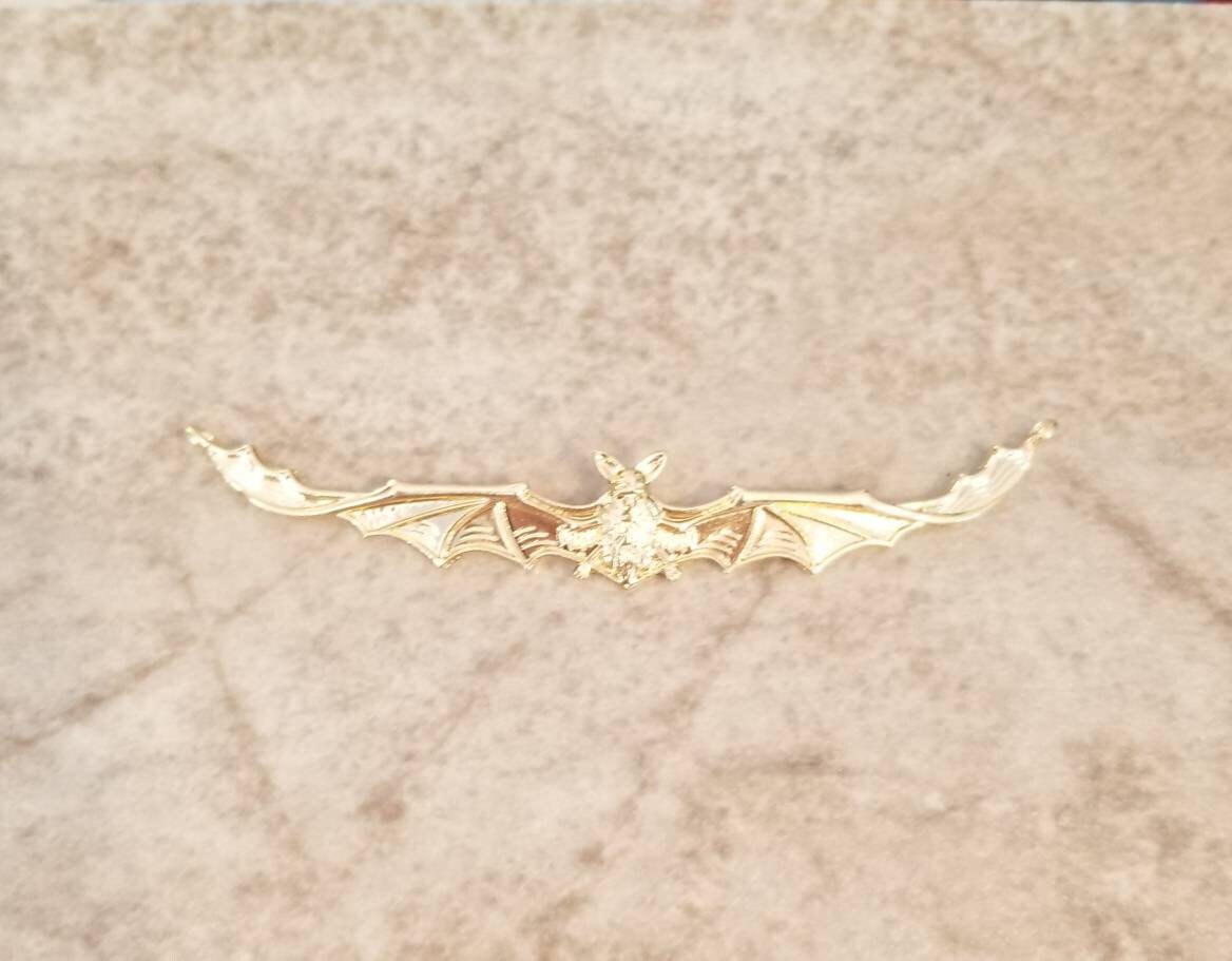 Large Bat Connector Long Bat Pendants With 2 Loops Black Gold - Etsy