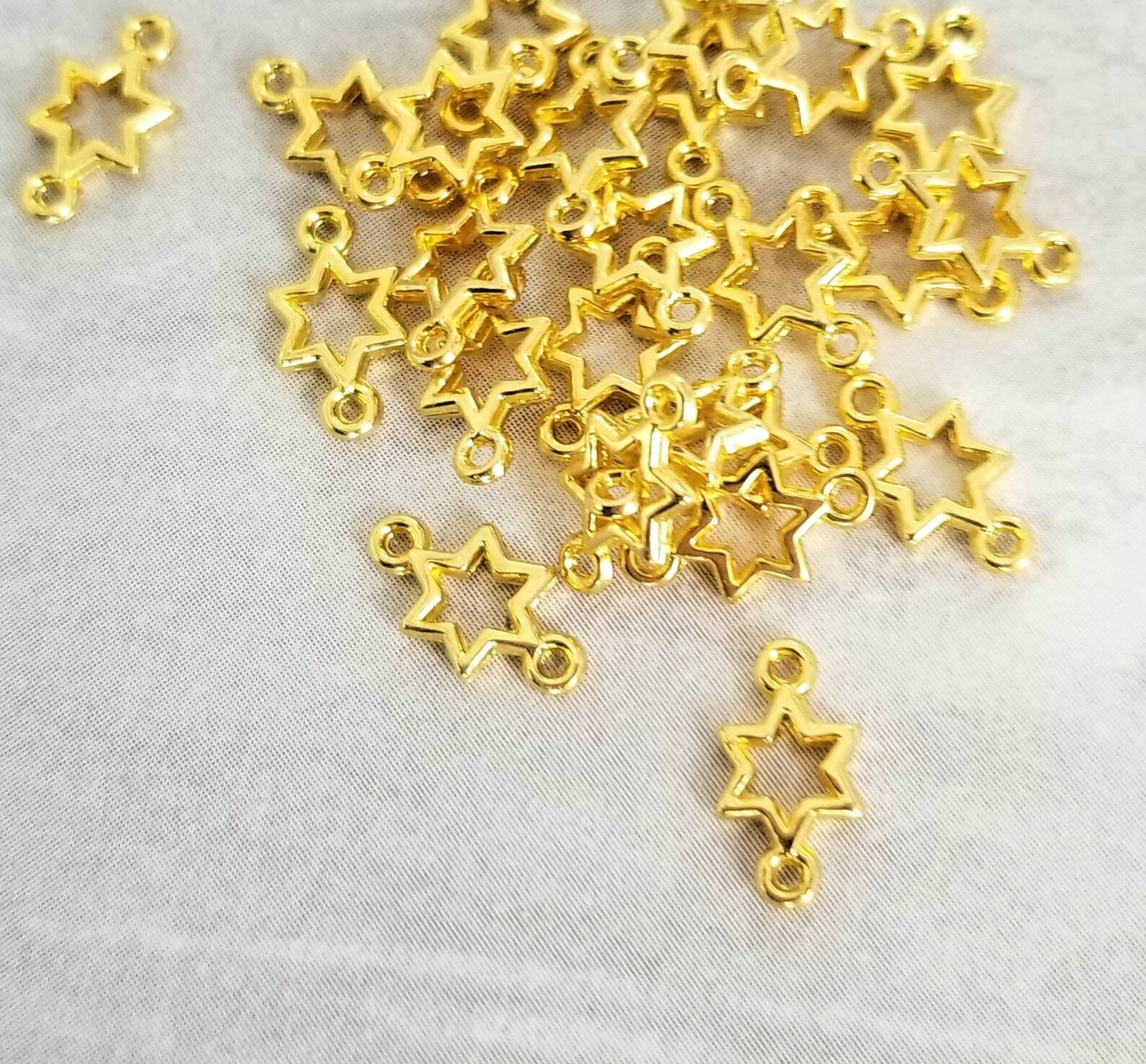 Tiny Gold Star Connectors Star of David Charms Mini Celestial Stars ...