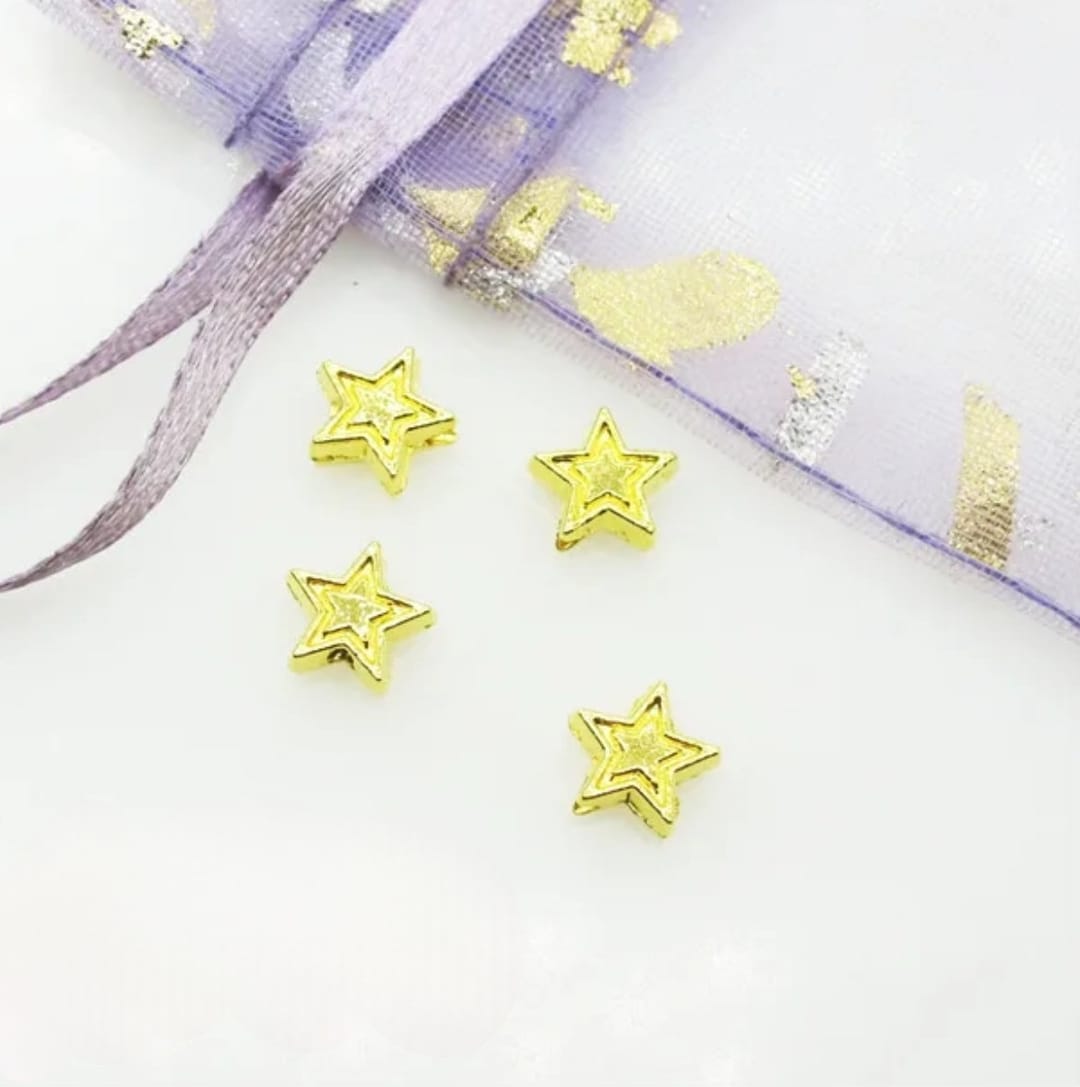 20 Little Gold Star Spacer Beads Mini Gold Star Beads Celestial Beads ...