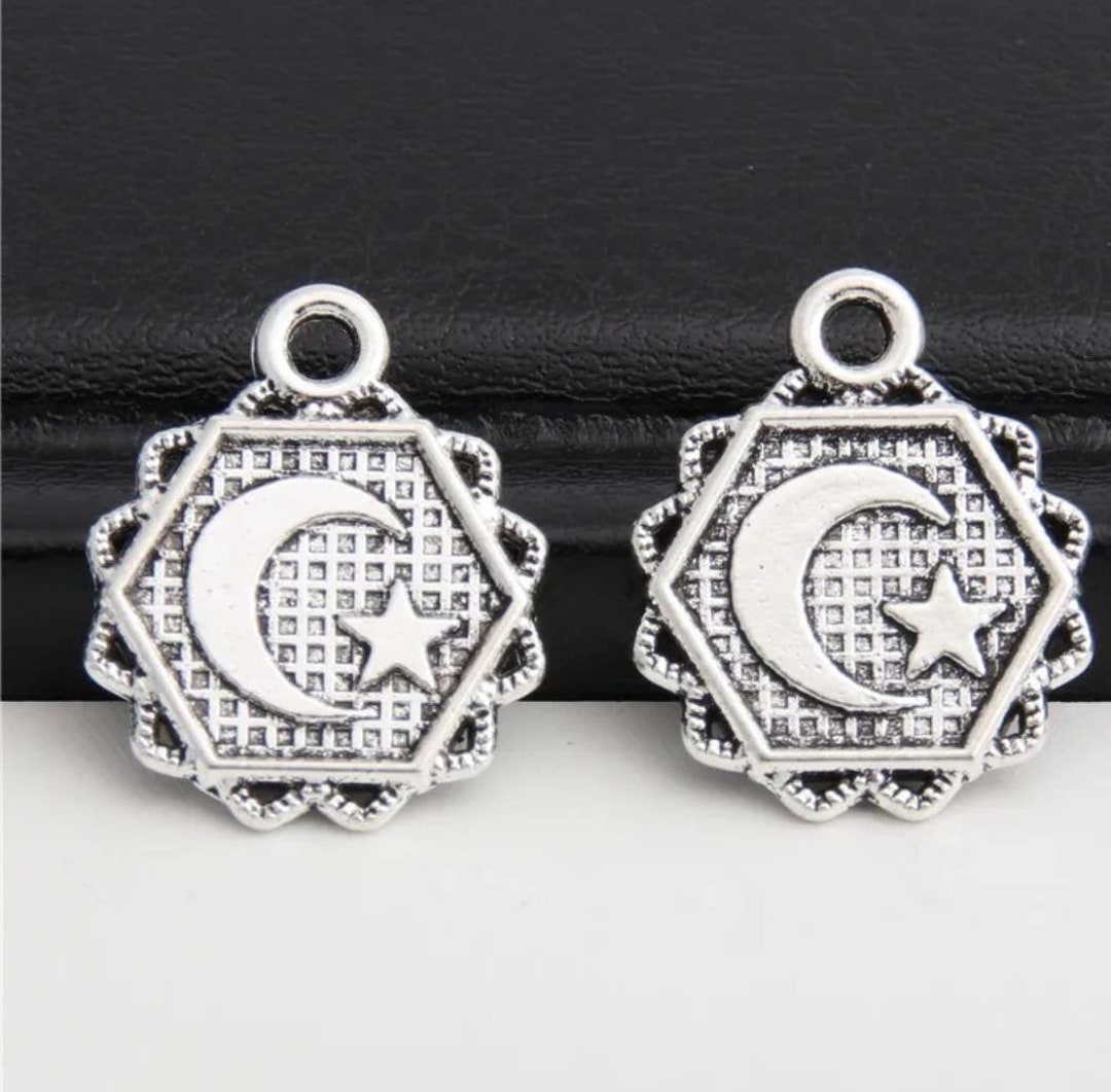 Moon and Star Charms Double Sided Framed Celestial Charms Jewelry ...