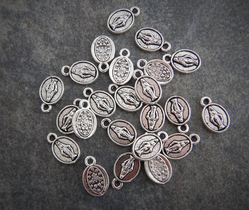 12 Tiny Miraculous Medals Saint Mary Charms Rosary Parts - Etsy