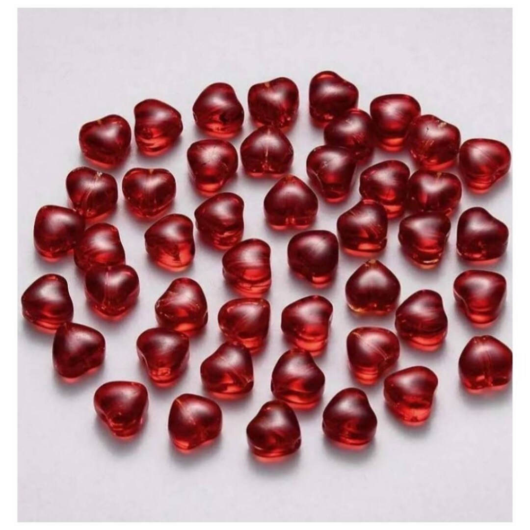 Mini Glass Heart Spacer Beads Tiny Deep Red Pressed Glass Heart Beads ...