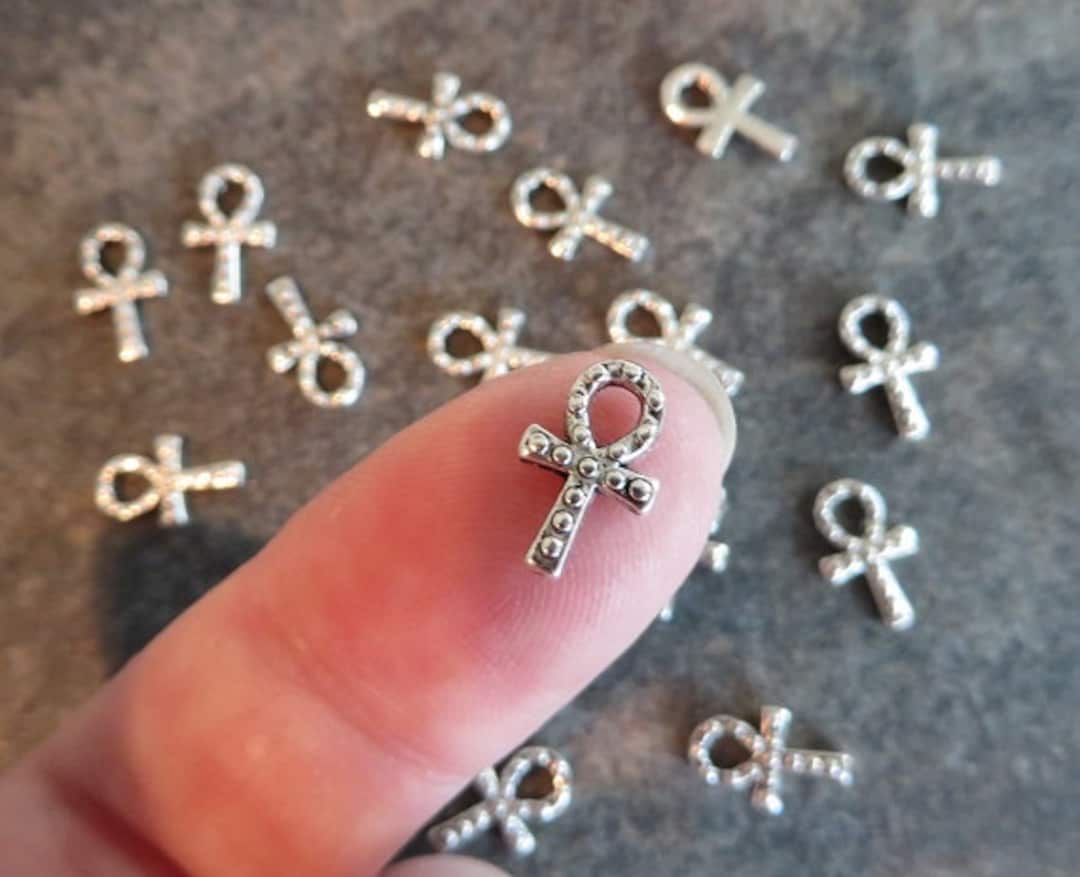 Mini Ankh Charms Embellishments Atq Silver Tiny Egyptian Symbols ...