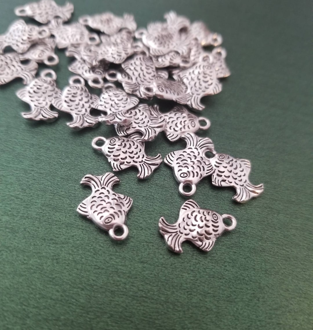 10 Darling Little Fish Charms Beach Charms Double Sided Design Fishing ...