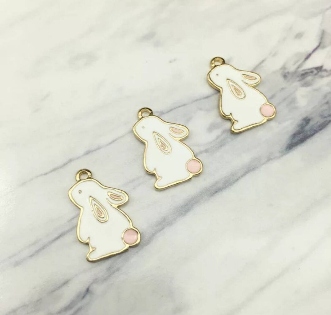 Adorable Enamel Rabbit Charms Easter Bunny Charms Spring Charms Animal ...