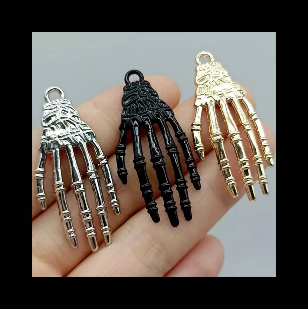 Large Skeleton Hand Charms Skeleton Pendants Halloween Pendants Goth ...