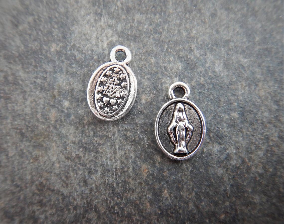12 Tiny Miraculous Medals Saint Mary Charms Rosary Parts - Etsy