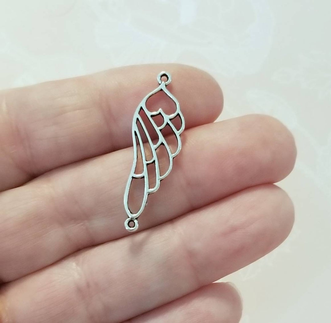 8 Filigree Wing Connectors Angel Wings Bracelet Charms Heart Accent ...