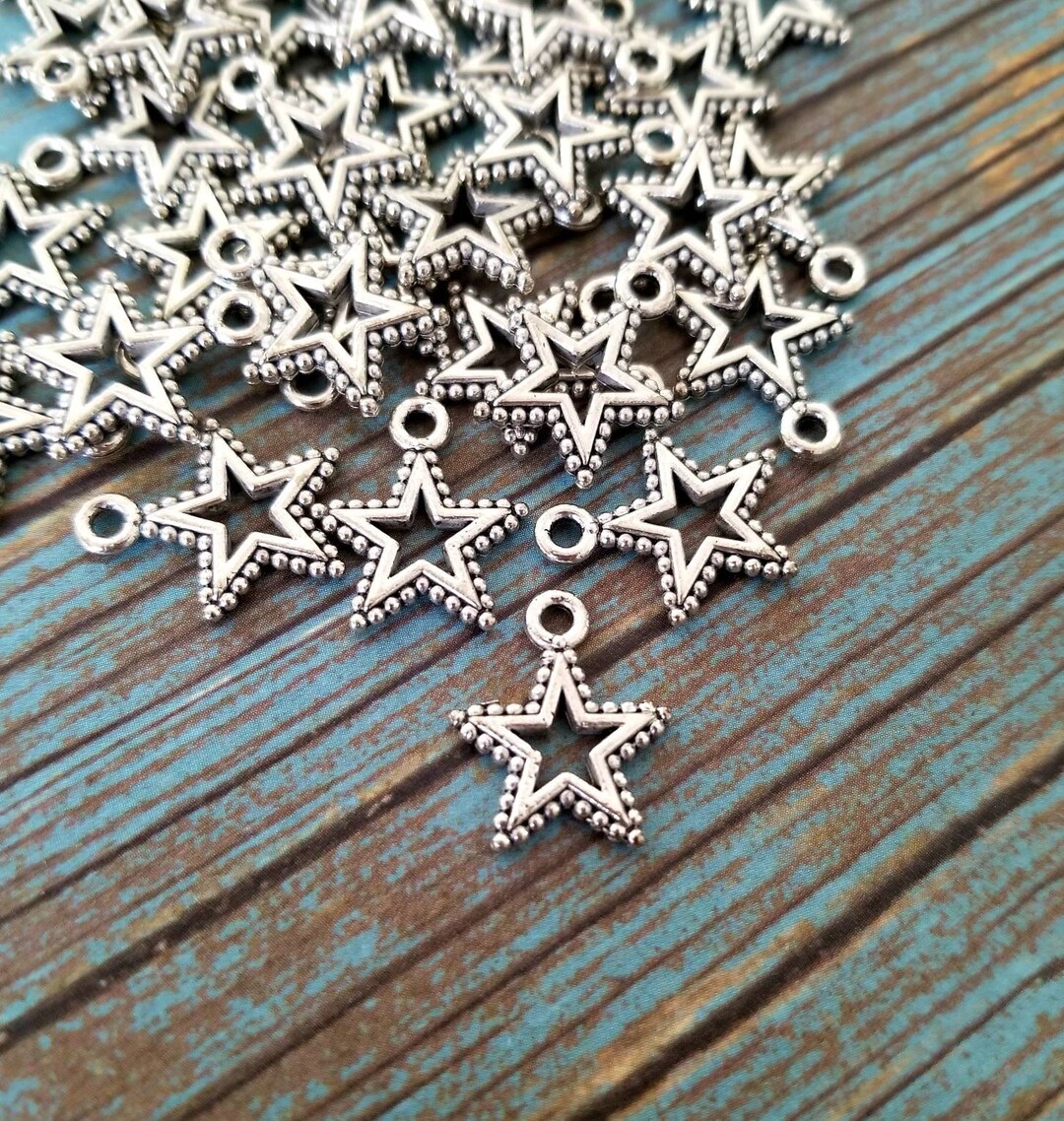 Lovely Open Star Charms With Beaded Edge Christmas Star Charms ...
